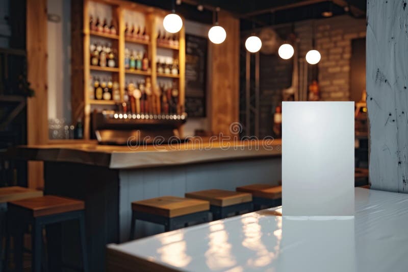 Modern Rustic Bar Interior with Blank White Projector Screen Stock ...