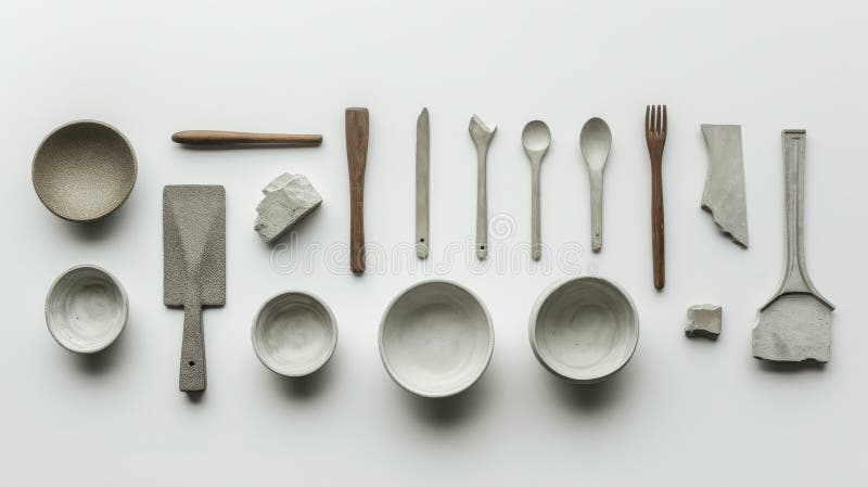 Modern and Rustic Kitchen Utensils with Ceramic Elements Stock Image ...