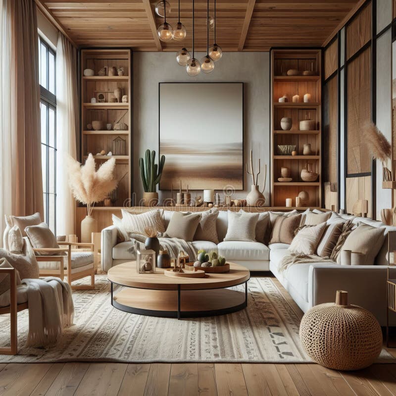 Modern Rustic Living Room with a Mix of Modern and Rustic Eleen Stock ...