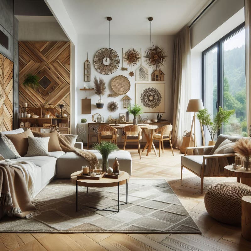 Modern Rustic Living Room with a Mix of Modern and Rustic Eleen Stock ...