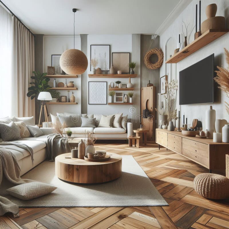 Modern Rustic Living Room with a Mix of Modern and Rustic Eleen Stock ...