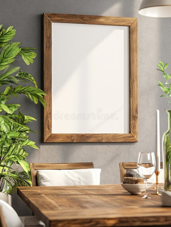 Modern Rustic Wall Mirror with Wooden Frame Stock Image - Image of ...