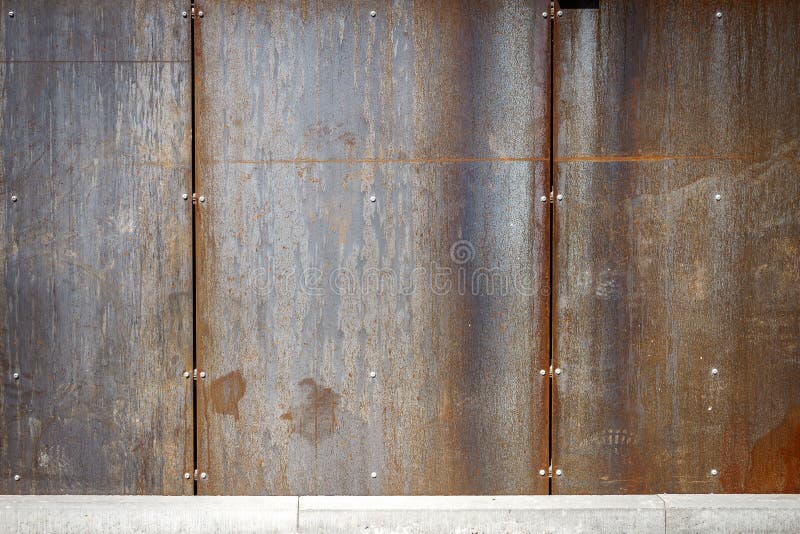 Modern rusty metal wall stock photo. Image of industrial - 242233096