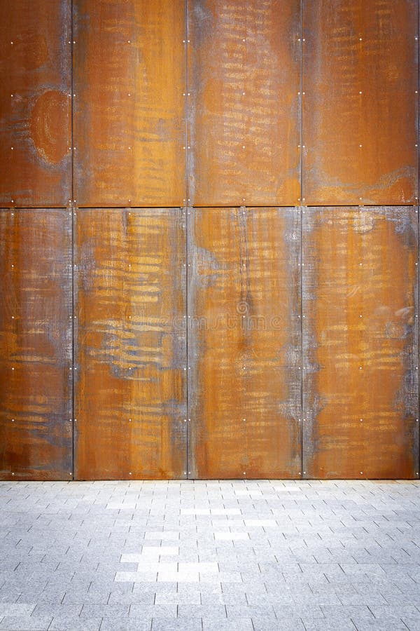 Modern rusty metal wall stock image. Image of rotting - 245415051