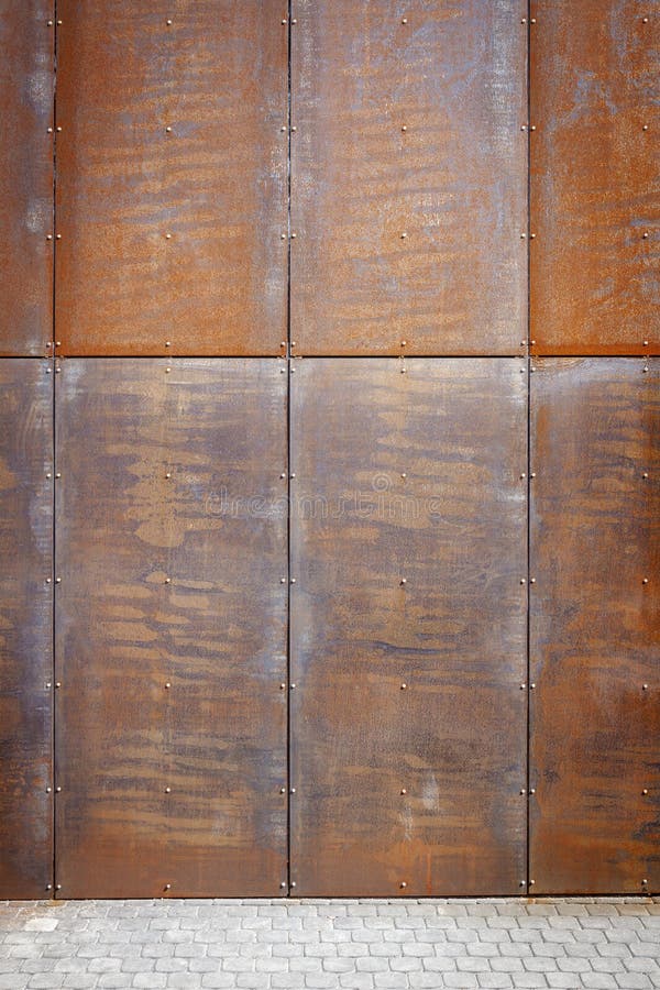Modern rusty metal wall stock photo. Image of grunge - 246658318