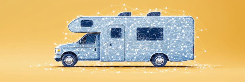 Modern RV Covered in an Abstract Network Pattern, Representing ...