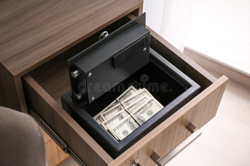 Modern Safe with Money in Drawer Stock Photo - Image of cash, bills ...