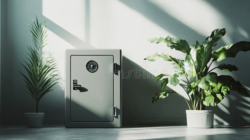 A Modern Safe Styled in a Clean, Brightly Lit Room with Soft Shadows ...