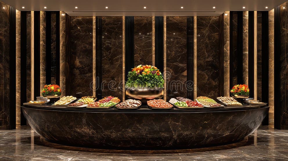 A Modern Salad Bar Design is Represented by Illuminated Culinary ...