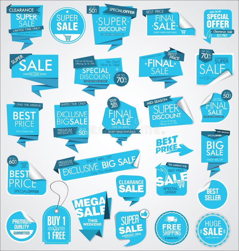 Modern Sale Banners and Labels Collection Stock Vector - Illustration ...