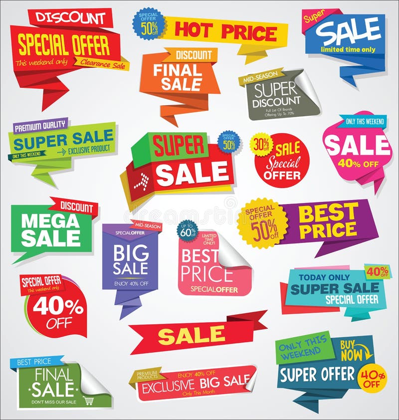 Modern Sale Banners and Labels Collection Stock Illustration ...
