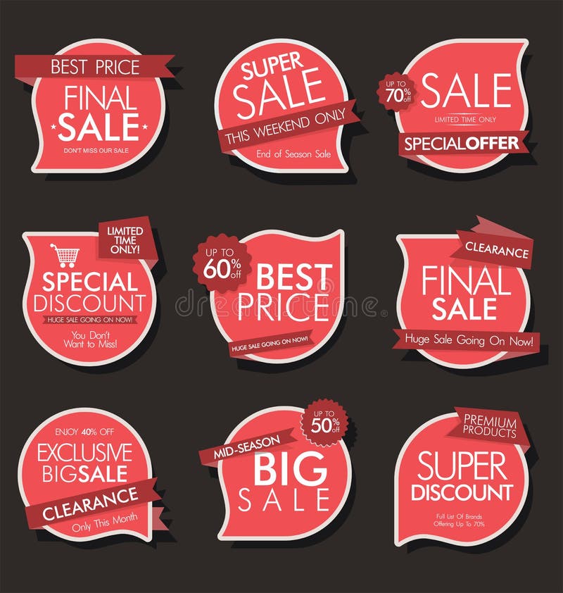 Modern Sale Stickers and Tags Collection Vector Illustration Stock ...