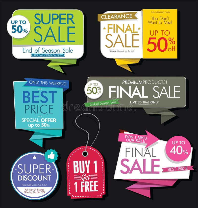 Modern Sale Banners and Labels Collection Stock Vector - Illustration ...