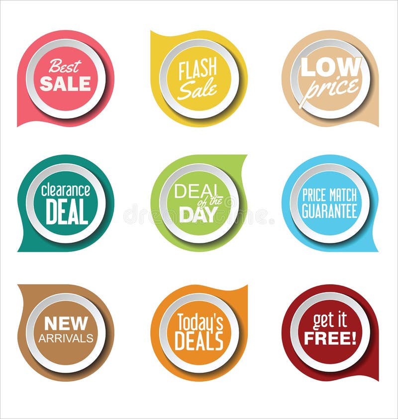 Modern Sale Sticker Collection Stock Illustration - Illustration of ...