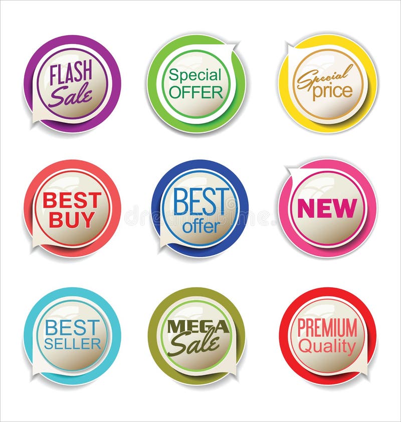 Modern Sale Sticker Collection Stock Vector - Illustration of label ...