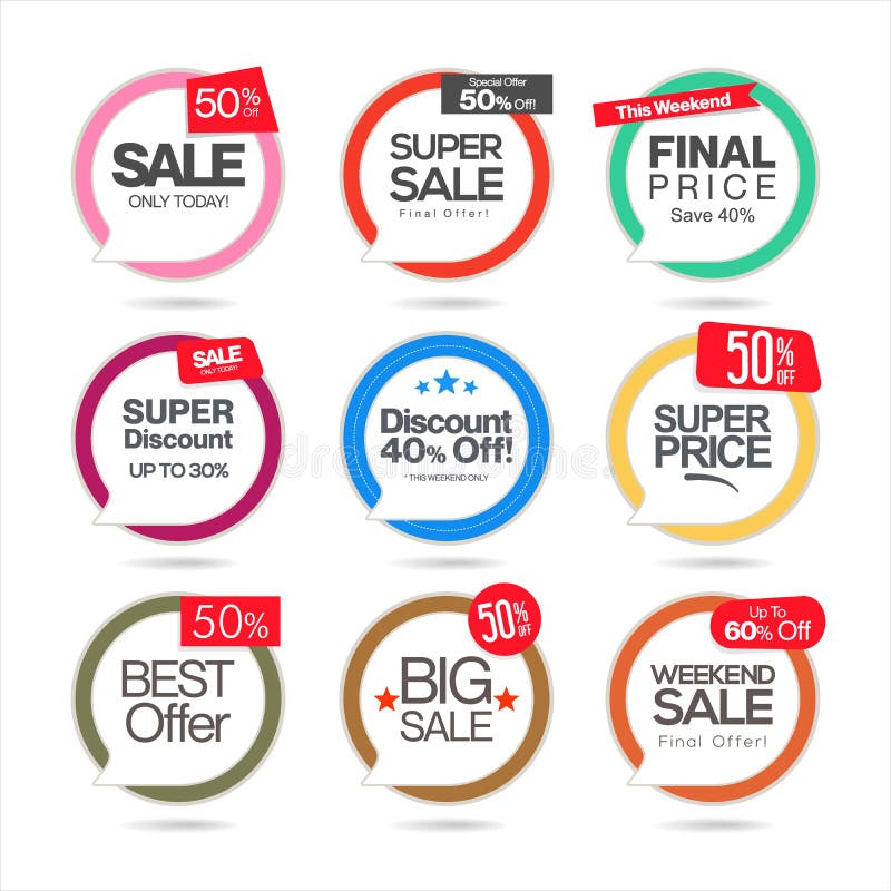 Modern Sale Sticker and Tag Colorful Vector Collection Stock Vector ...