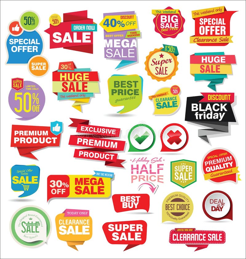 Modern Sale Stickers and Tags Blue Collection Stock Vector ...