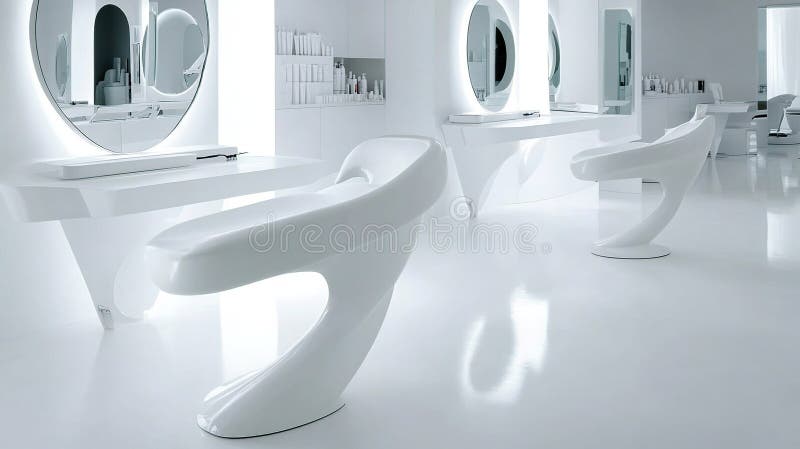 Modern Salon Chairs in Minimalist White Spa Stock Image - Image of ...