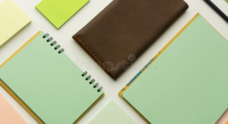 Modern Samples of Stationery, Notebooks, Stickers and Pencils. Stock ...