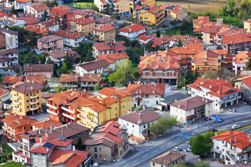 Modern San Marino Suburban Districts View from Above Stock Photo ...