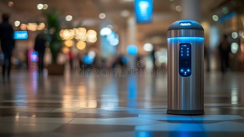 AI-Powered Smart Bin in a Modern Mall Stock Illustration - Illustration ...