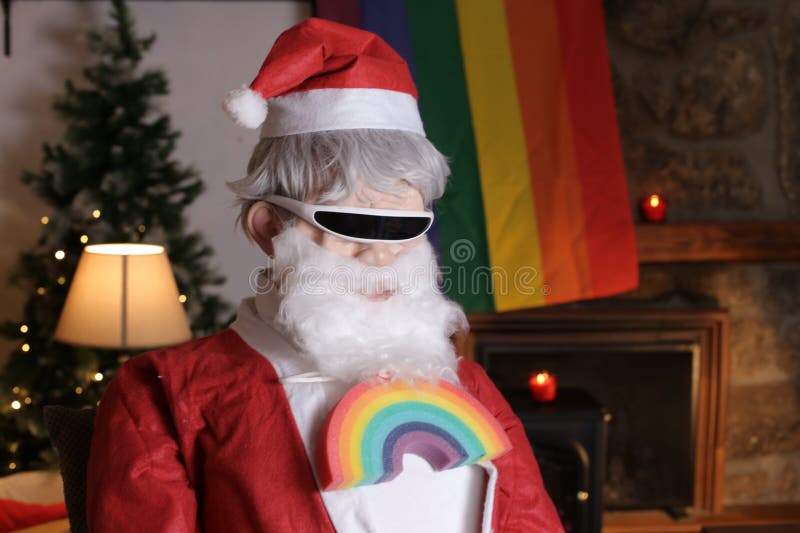 Modern Santa Claus Supporting Diversity Stock Photo - Image of flag ...