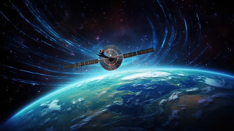 Modern Satellite by the Earth with Connections in the Space, Technology ...