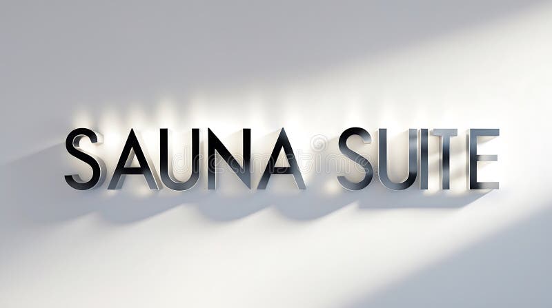 Modern Sauna Suite Sign Casting Shadows on a Plain Wall during Daylight ...