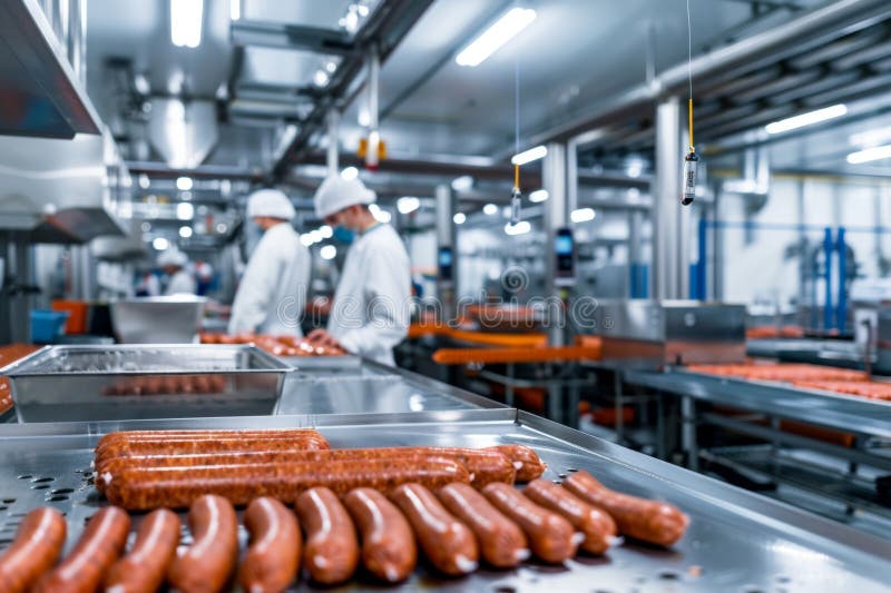 Modern Sausage Factory with High-tech Equipment Stock Photo - Image of ...