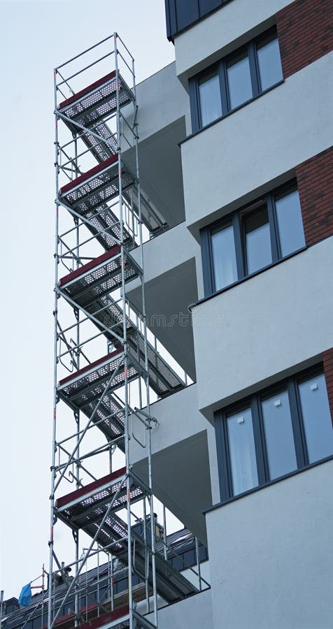 Modern Scaffolding in a High-rise Building Stock Image - Image of high ...