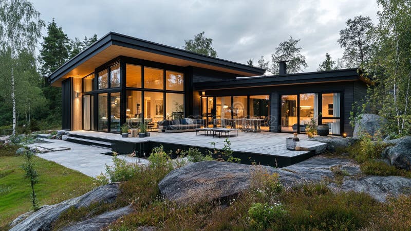 Modern Scandinavian Home with Clean Lines and Natural Elements. Stock ...