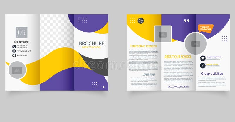 Modern School Brochure Template. Educational Trifold Design Layout ...