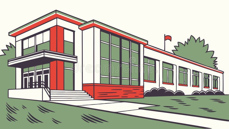 Modern School Building, Contemporary Campus, Vector Design Generative ...