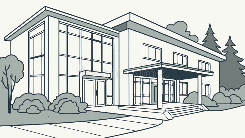 Modern School Building Exterior, Educational Institution Vector, Vector ...