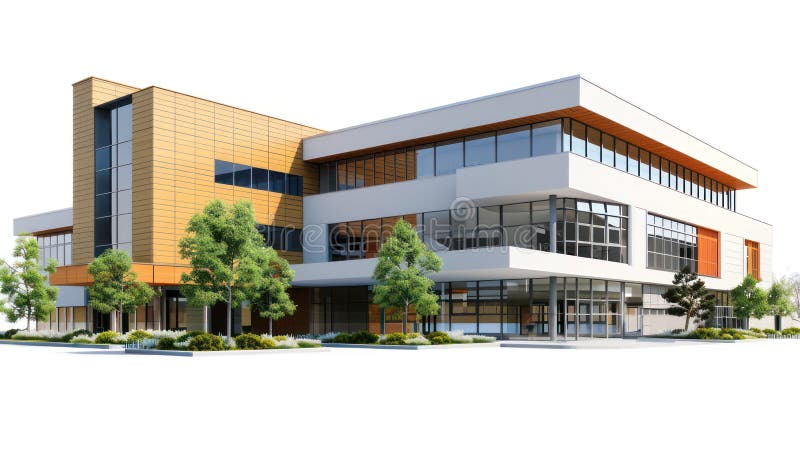 Modern School Building Isolated on White Created with Generative AI ...