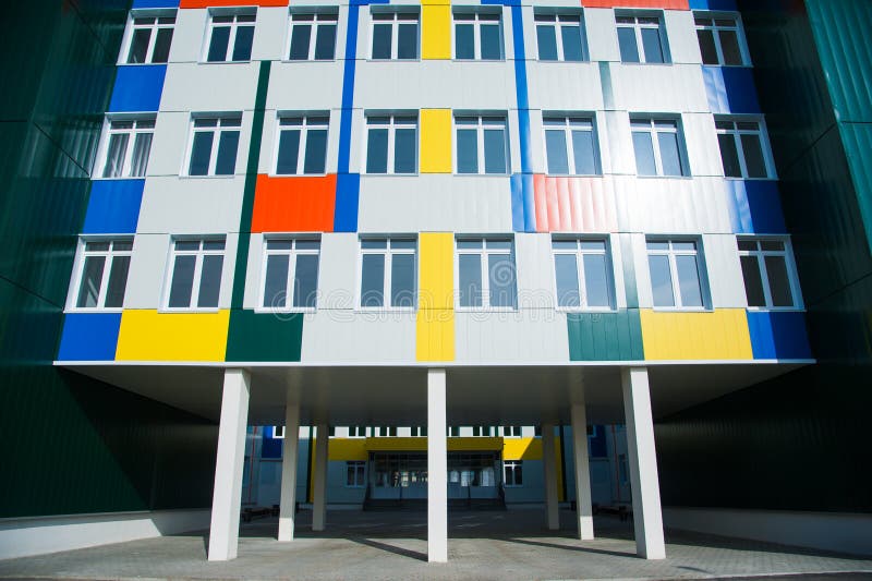 Modern school building stock image. Image of window - 153750127
