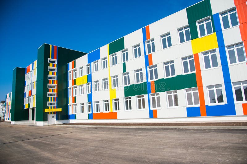 Modern school building stock image. Image of facade - 169700749