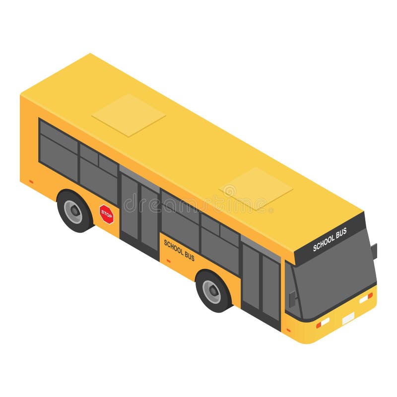 Modern School Bus Icon, Isometric Style Stock Vector - Illustration of ...