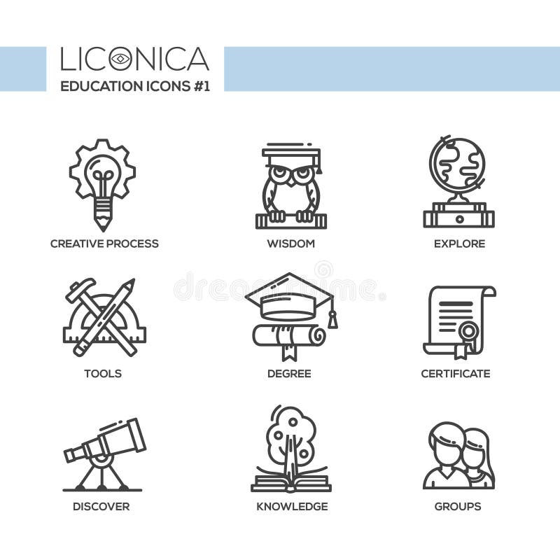 Set of Flat Line Design Web Banners for Education, Learning Process ...