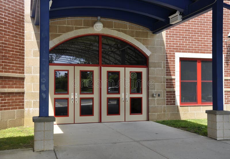 Modern school entrance stock image. Image of brick, modern - 14285341