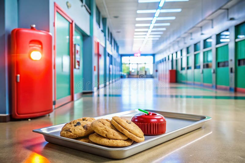 Modern School Hallway a Closeup View of a Flashing Fire Alarm Strobe ...