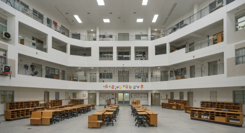 Modern School Library Interior Spacious Bright School Library Interior ...