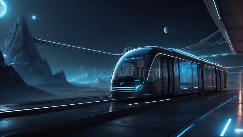 Modern Sci-fi Bus Stop on an Alien Landscape.ai Generated Stock ...