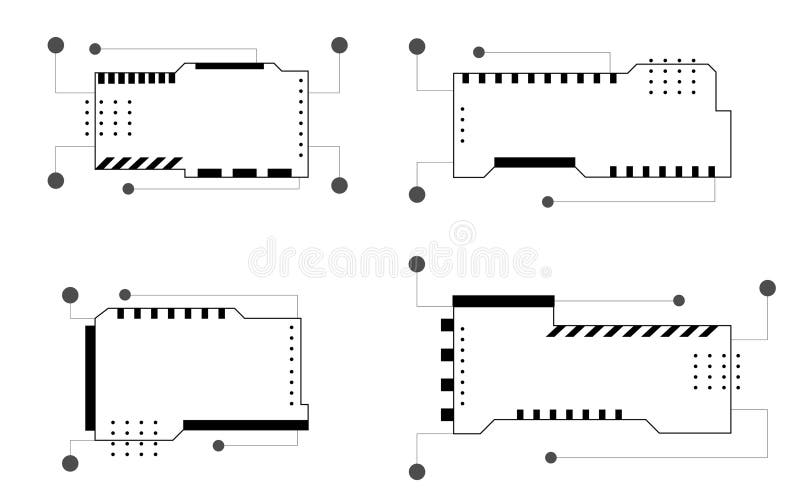 Modern Sci-Fi Technology Frames Line Art Set Stock Vector ...