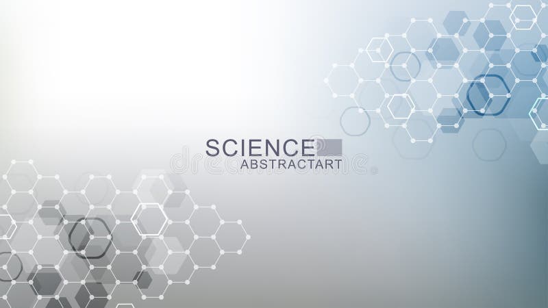 Modern Science Background with Lines, Dots and Hexagons. Wave Flow ...