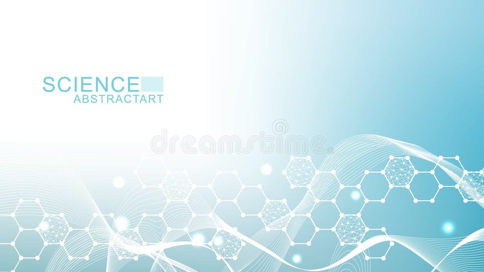Modern Science Background with Lines, Dots and Hexagons. Wave Flow Abstract Background Stock ...
