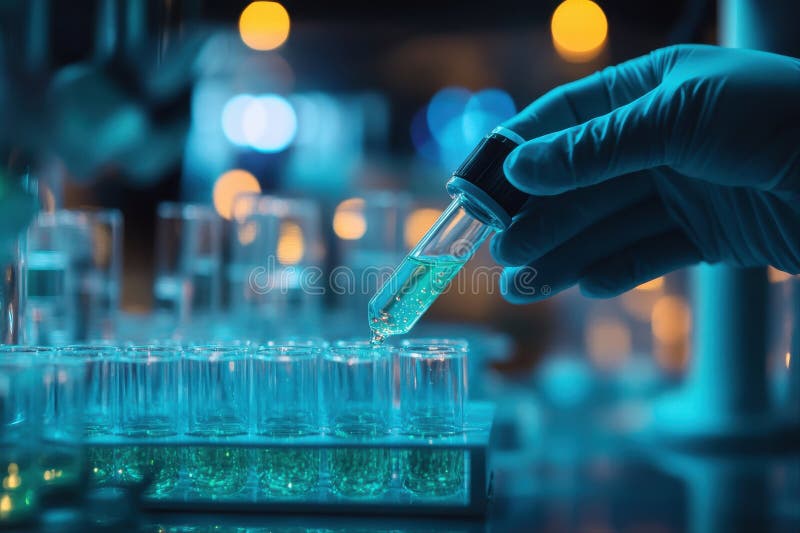 Modern Science Facility Close-up Laboratory Test Tube Analysis in ...