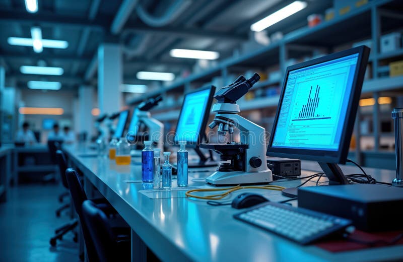 Modern Science Lab Filled with Advanced Tech Equipment. Researchers ...