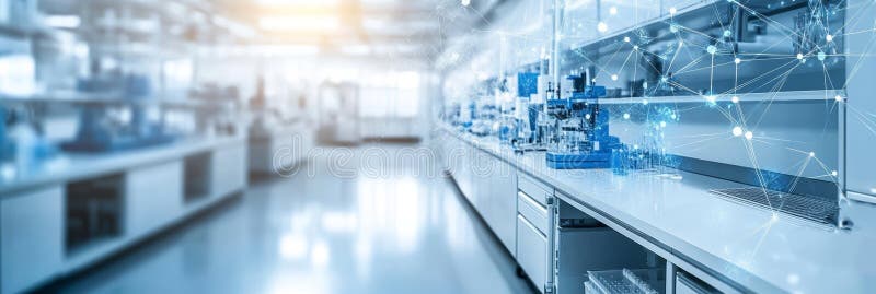 Modern Science Laboratory Interior with Futuristic Technology Mesh ...