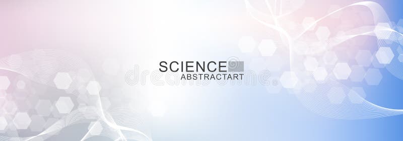 Modern Scientific Background with Hexagons, Lines and Dots. Wave Flow ...